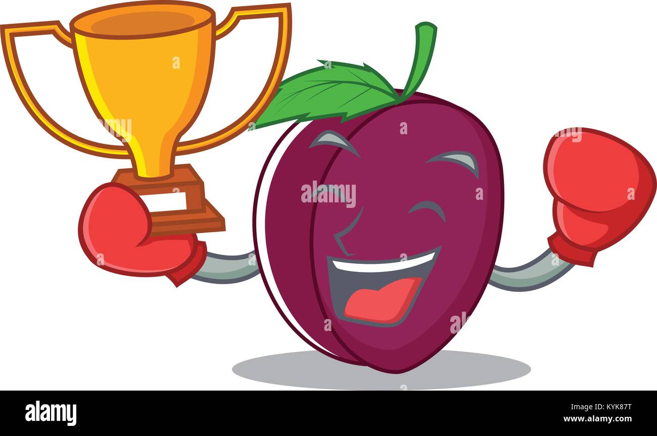 Boxing winner plum mascot cartoon style Stock Vector Image & Art - Alamy