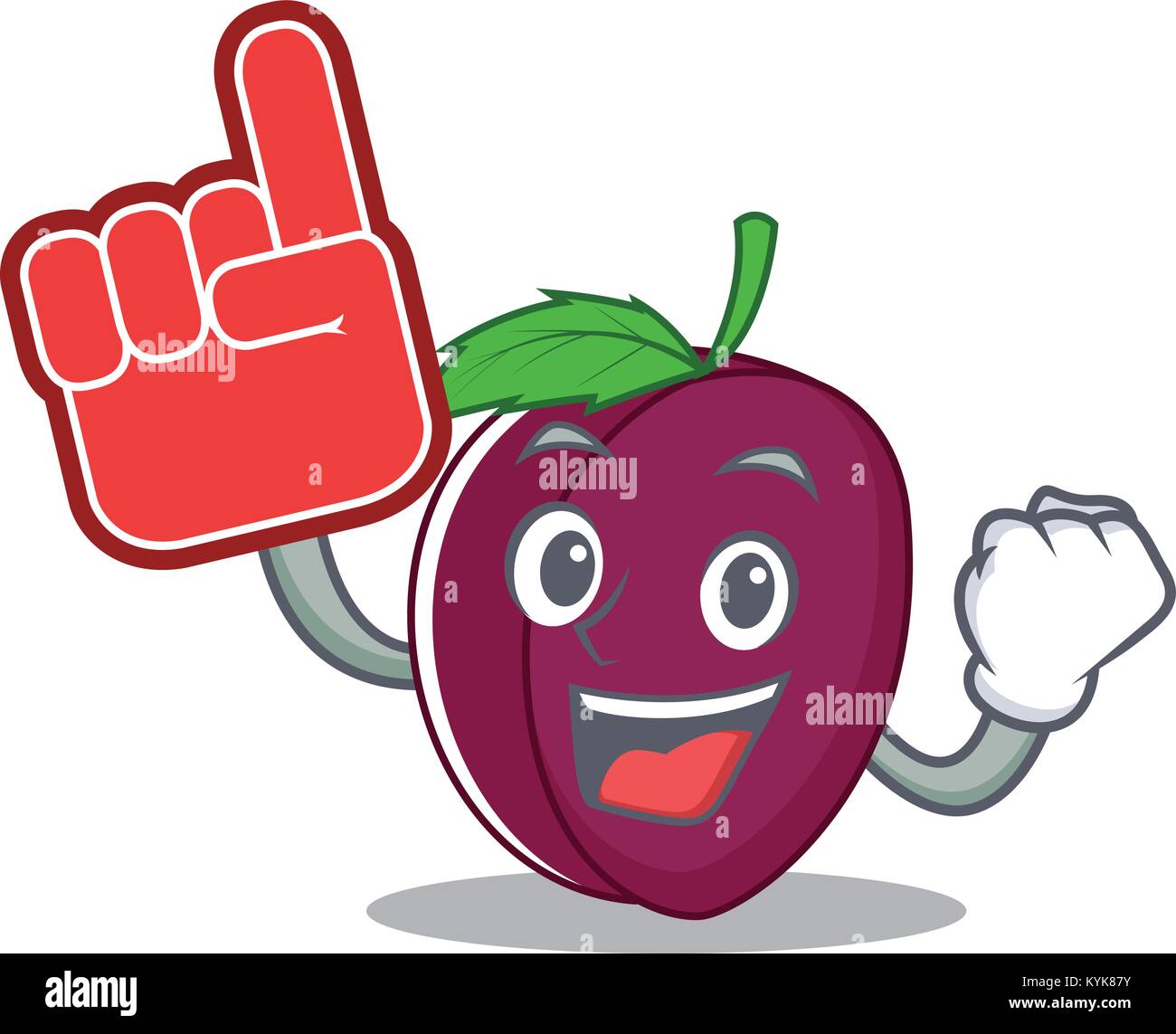 Foam finger plum mascot cartoon style Stock Vector Image & Art - Alamy