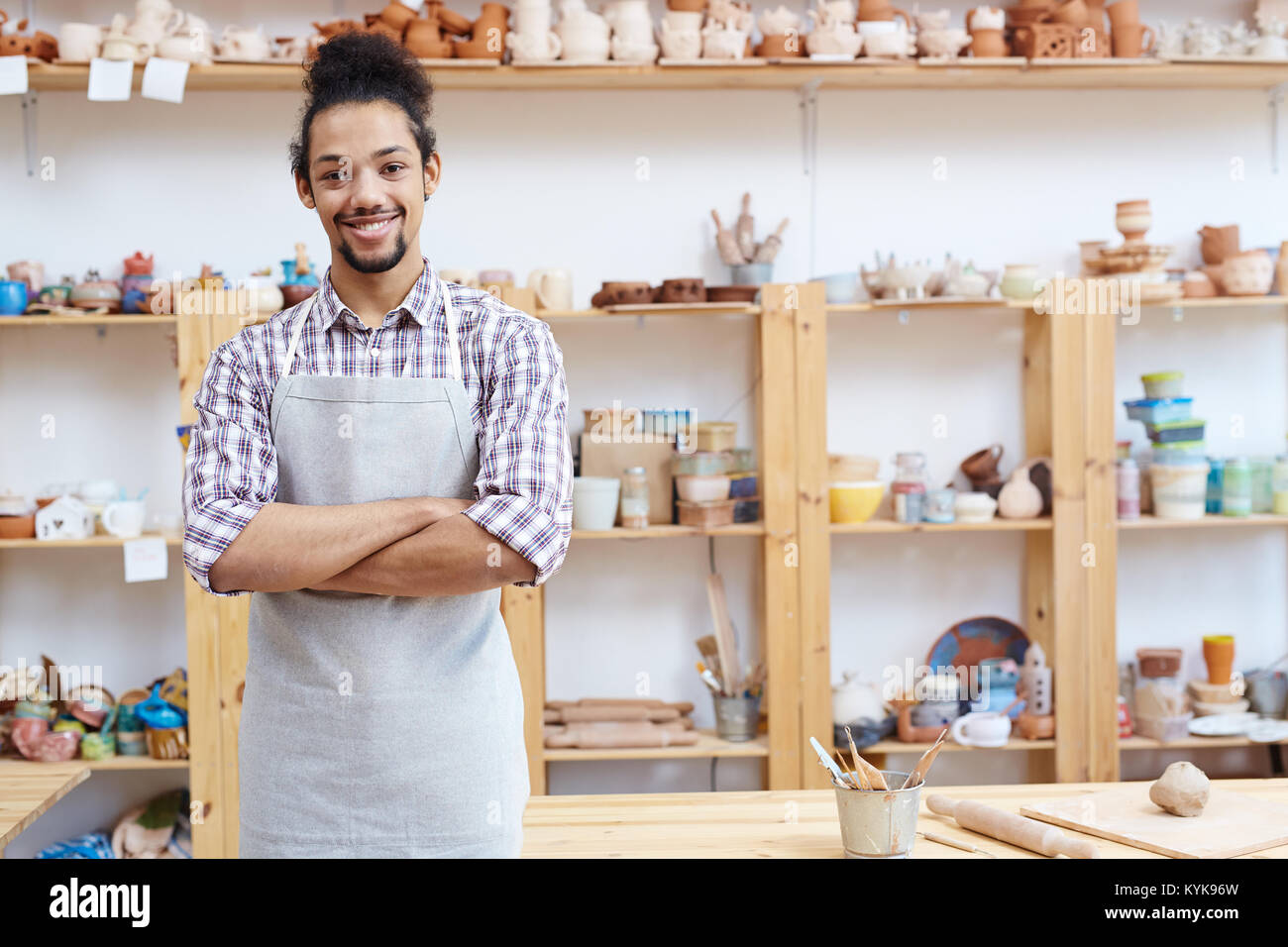 Man in workshop Stock Photo - Alamy