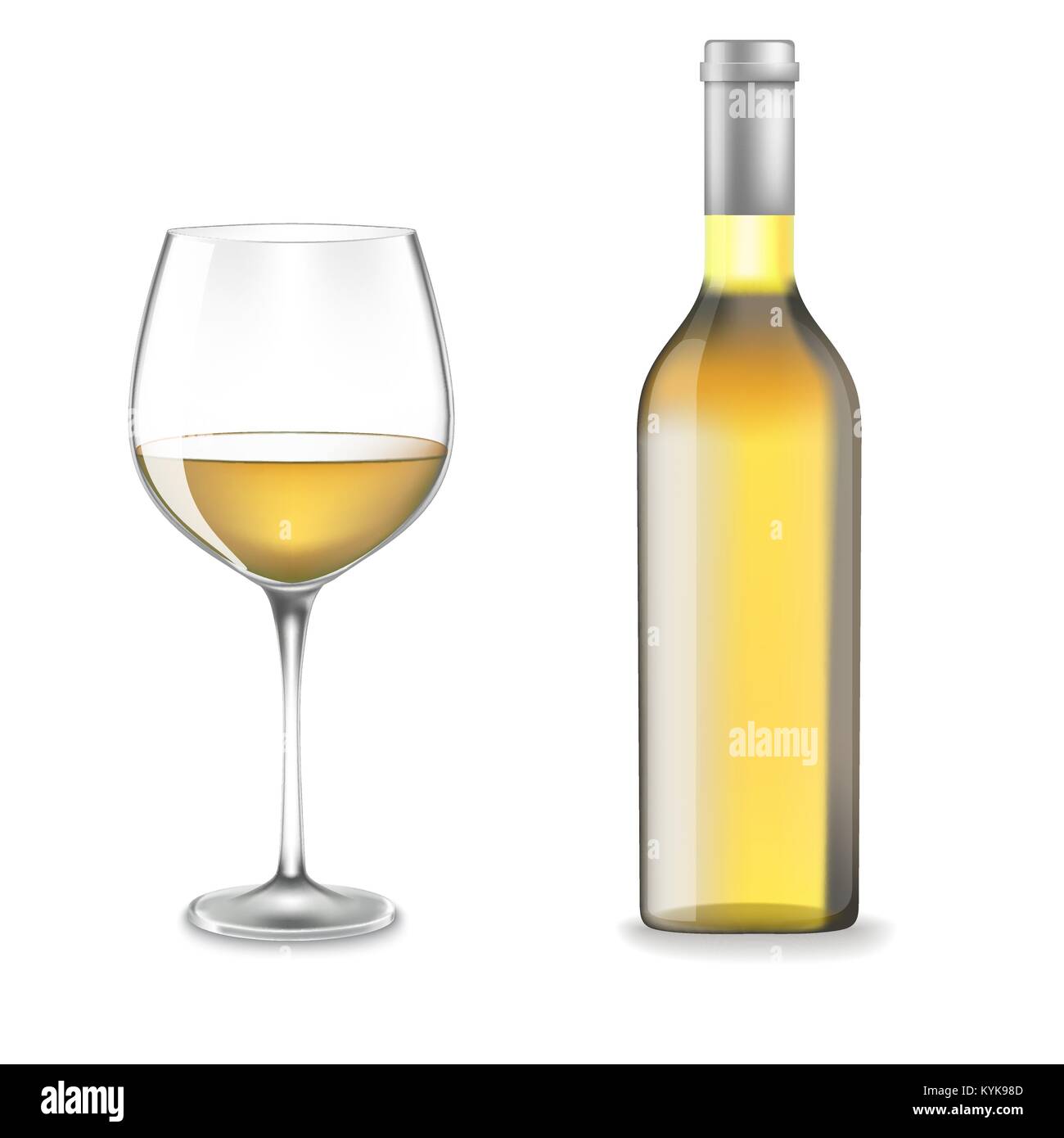 bottle and glass of white wine Stock Vector Image & Art - Alamy