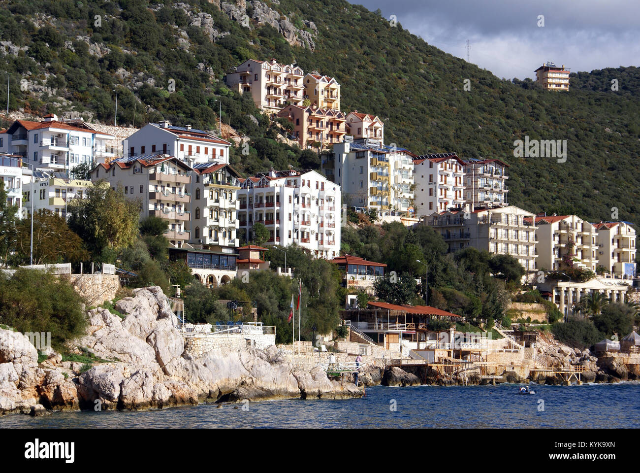 Houses and sea shore in Kash, Turkey Stock Photo - Alamy