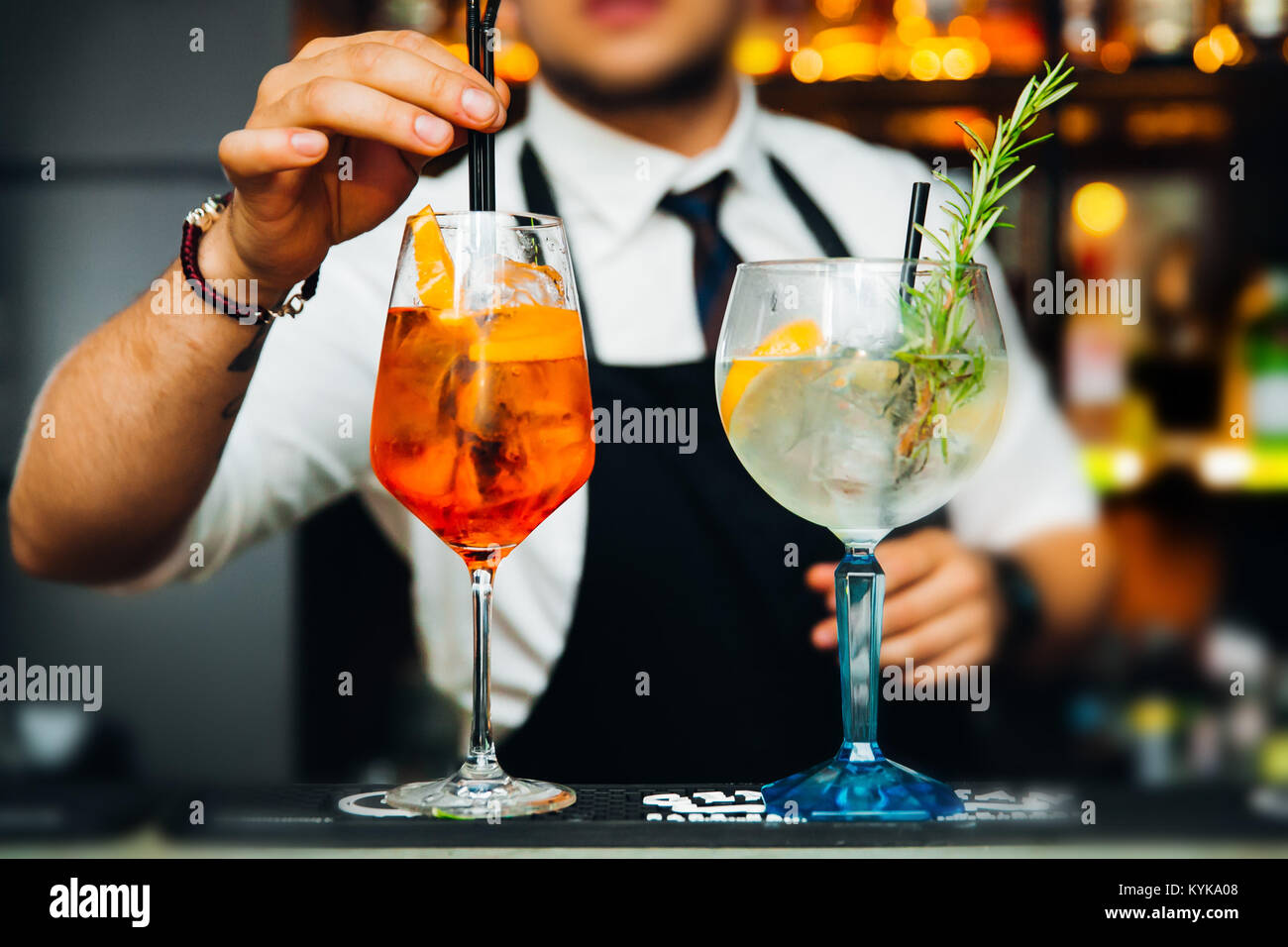 Vibrant Cocktail Selection at the Bar with Colorful Garnishes and ...