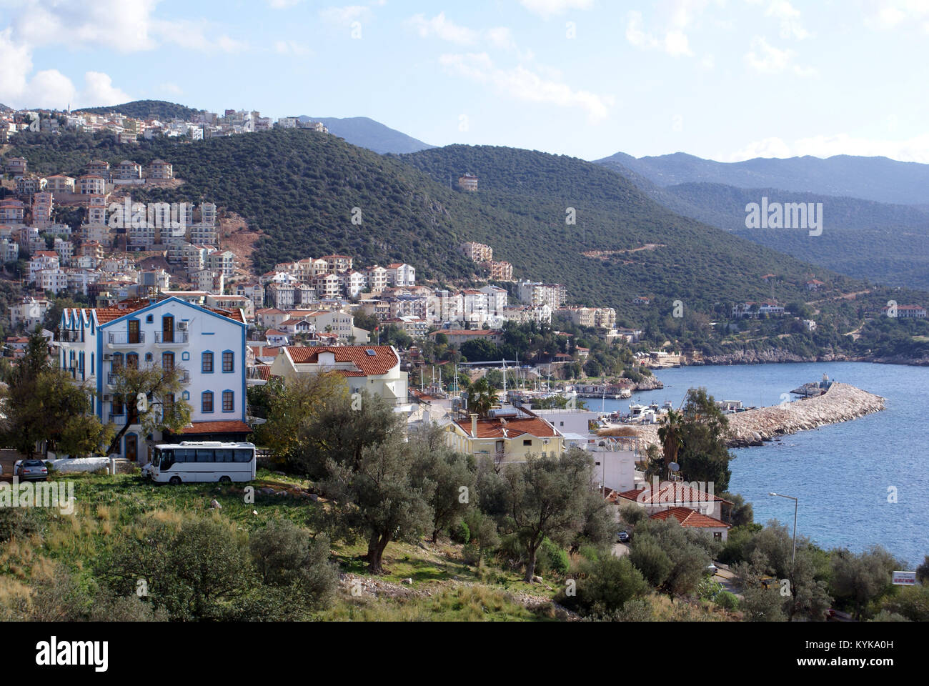 Sea shore and houses in Kash, Turkey Stock Photo - Alamy
