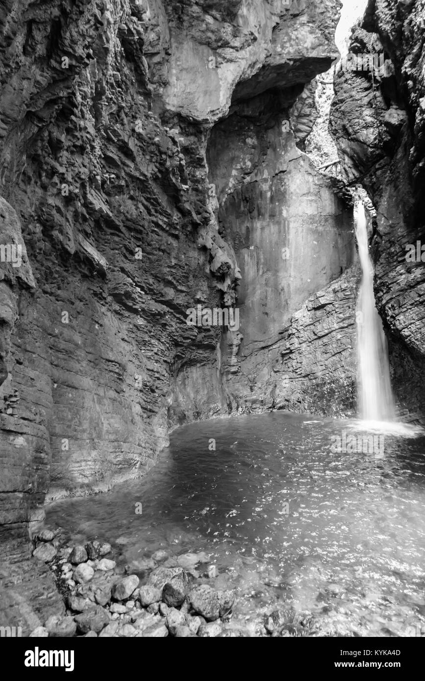 Emerald green cave waterfall Black and White Stock Photos & Images - Alamy