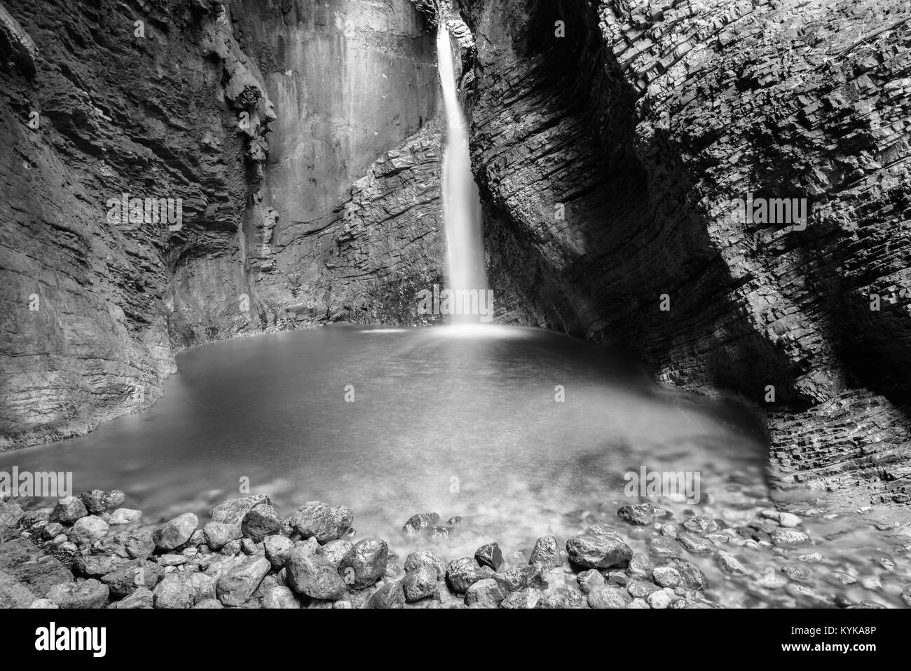 Emerald green cave waterfall Black and White Stock Photos & Images - Alamy