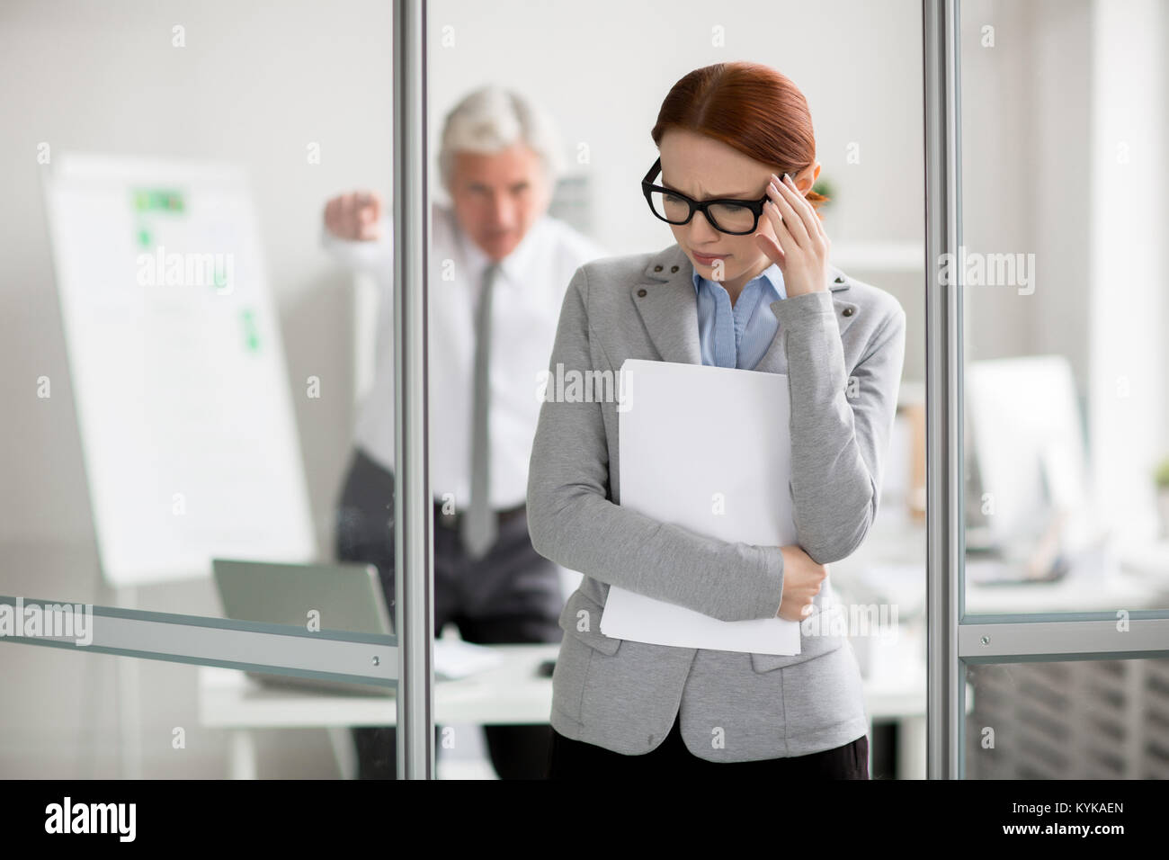 Sad business woman door hi-res stock photography and images - Alamy