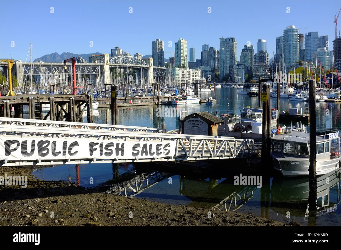 A public fish market with downtown Vancouver in the background Stock ...