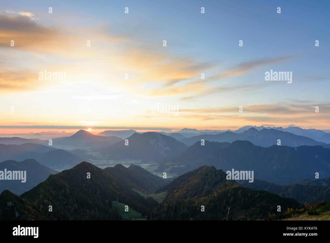Bergen: view from mountain Hochfelln to mountain Hochstaufen ...