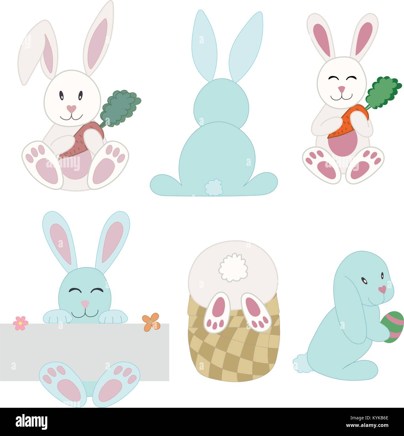 Set cute rabbits hand Cut Out Stock Images & Pictures - Alamy
