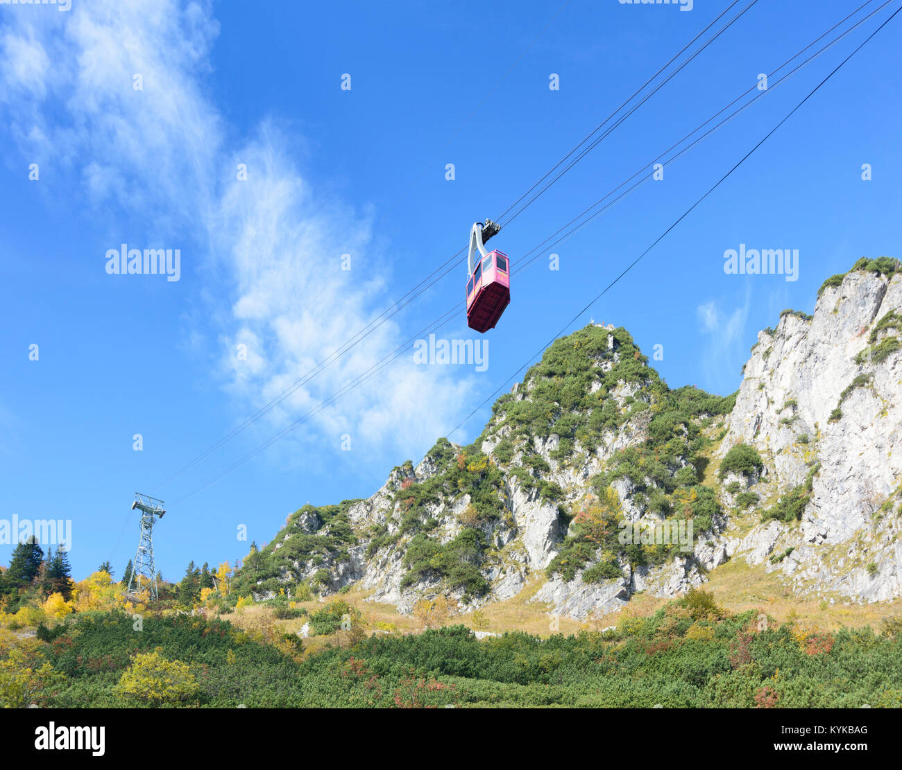 Bergen: mountain Hochfelln, cabin cableway ropeway Seilbahn, Oberbayern ...