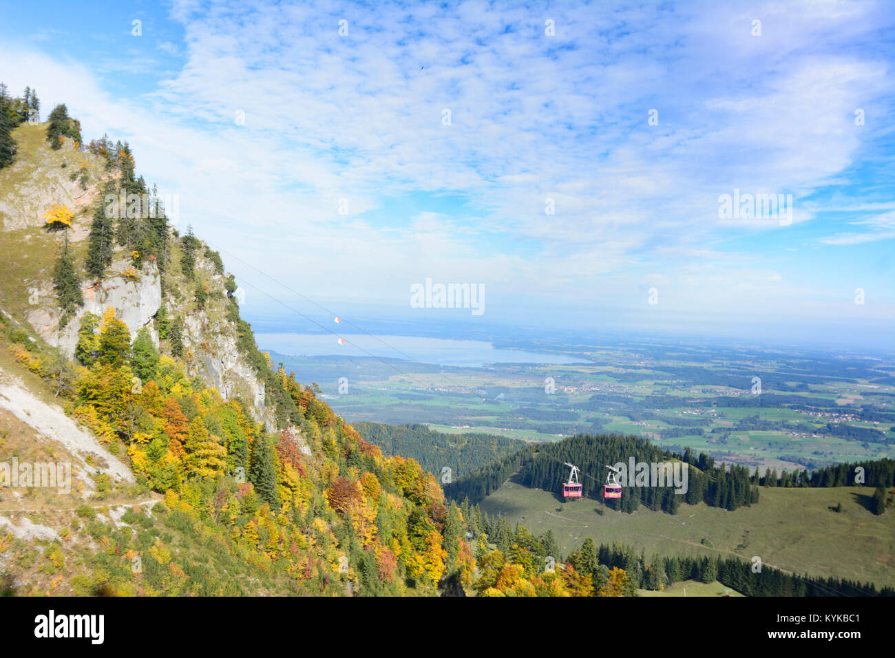 Bergen: mountain Hochfelln, cabin cableway ropeway Seilbahn, lake ...
