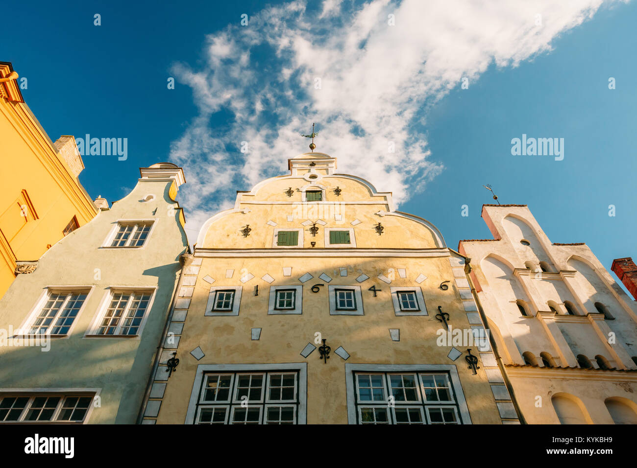 Riga, Latvia. Popular Landmark Three Brothers Buildings Houses. Complex ...