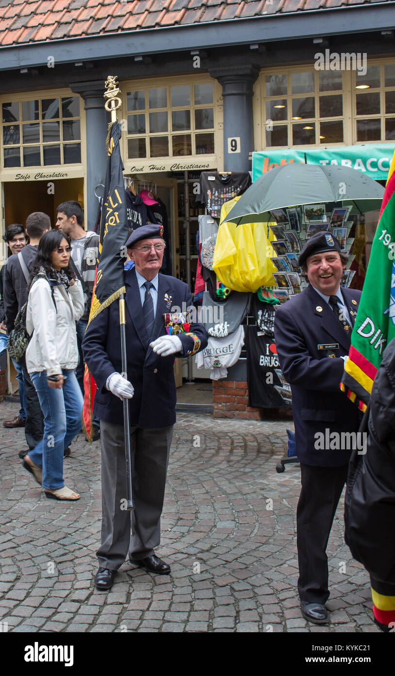 Bruges, Belgium - July 21, 2011: Veterans of world war 2 march in ...