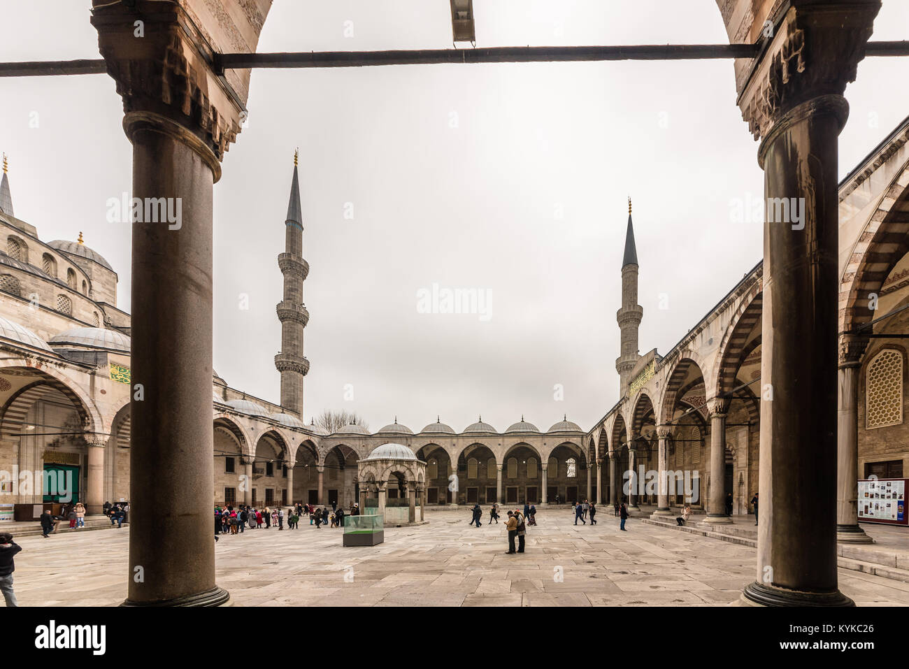 Unidentified people walking at blue Mosque also called Sultan Ahmed ...