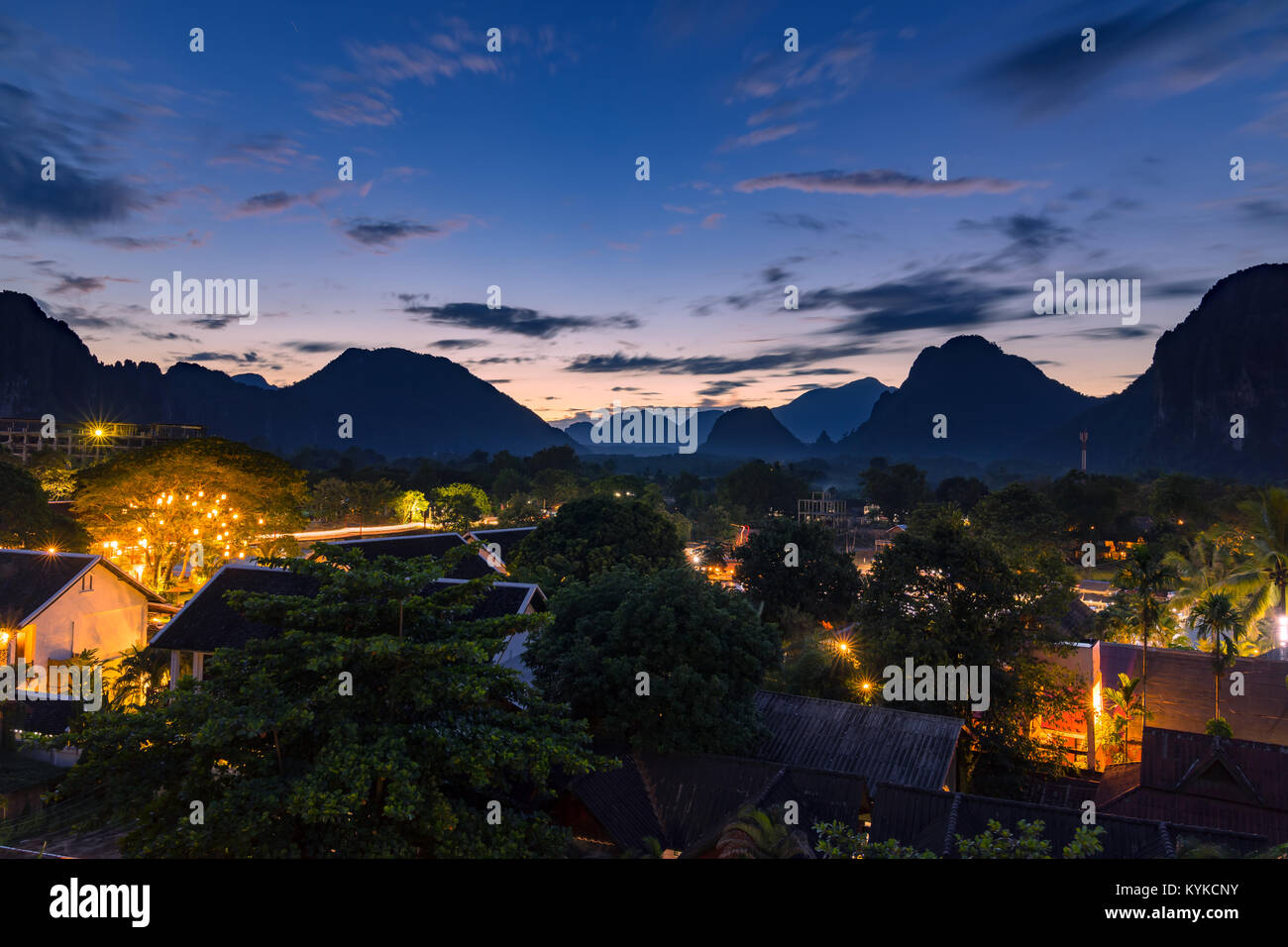 Viewpoint and beautiful Landscape in sunset at Vang Vieng, Laos Stock Photo - Alamy