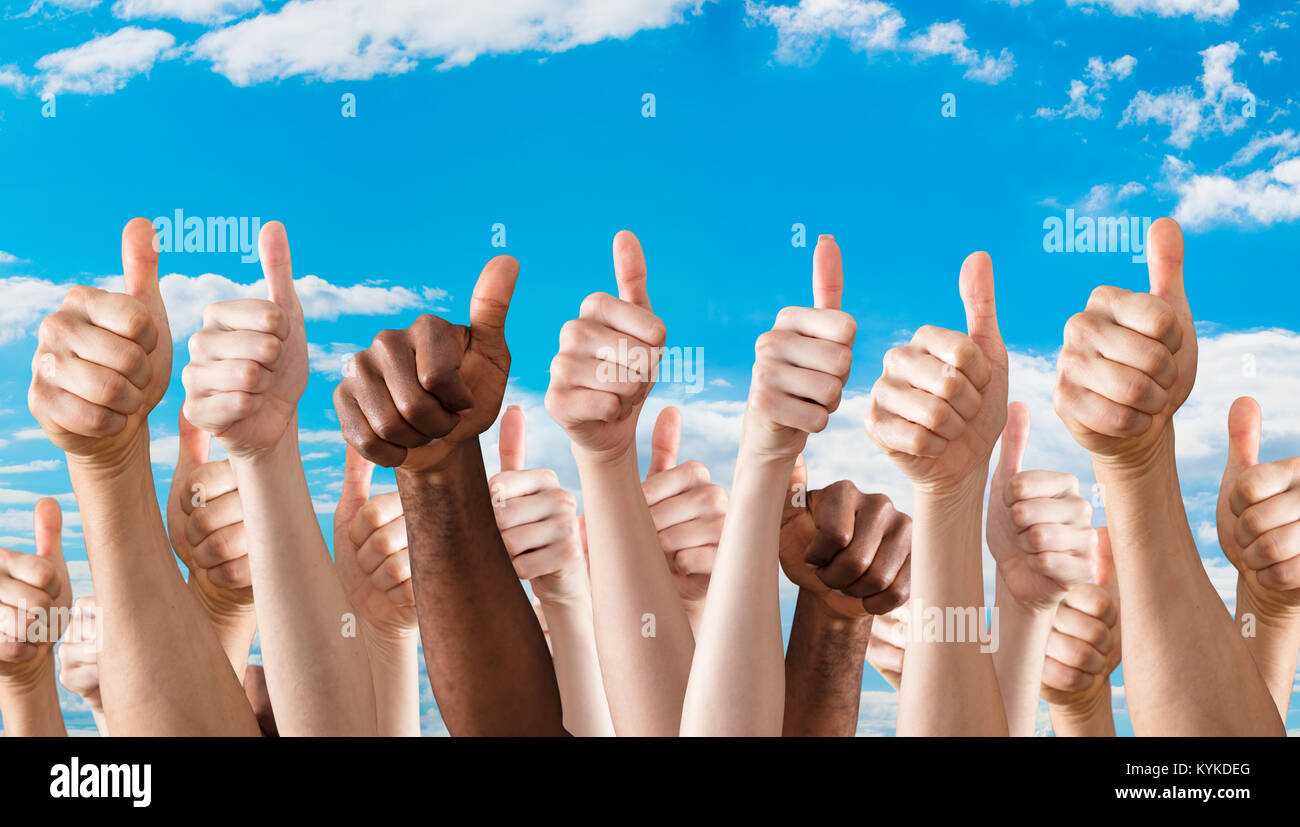 Diverse hands thumbs up hi-res stock photography and images - Alamy