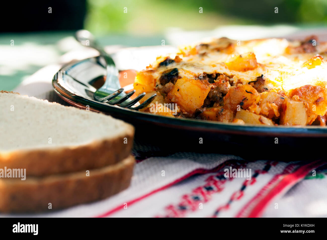 traditional bulgarian musaka meat in outdoor restaurant Stock Photo - Alamy