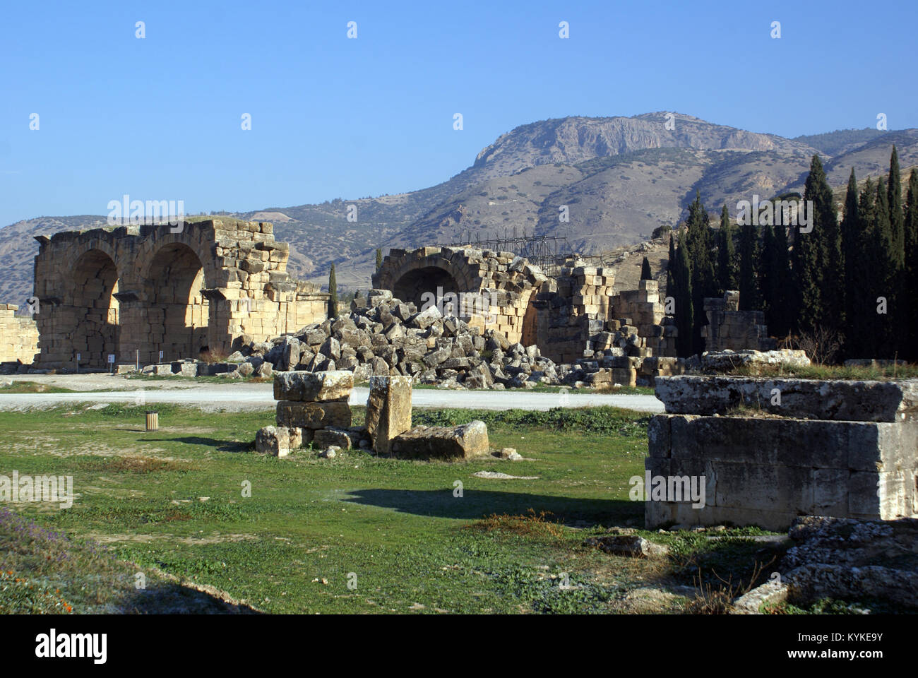 Ruins of old church in Hierapolis near Pamukkale, Turkey Stock Photo ...