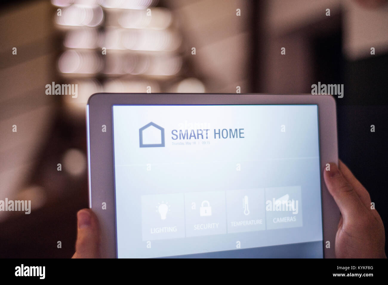 A tablet with smart home screen Stock Photo - Alamy
