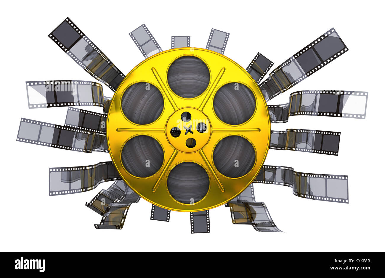 Spool gold film on white background. 3d illustration Stock Photo - Alamy