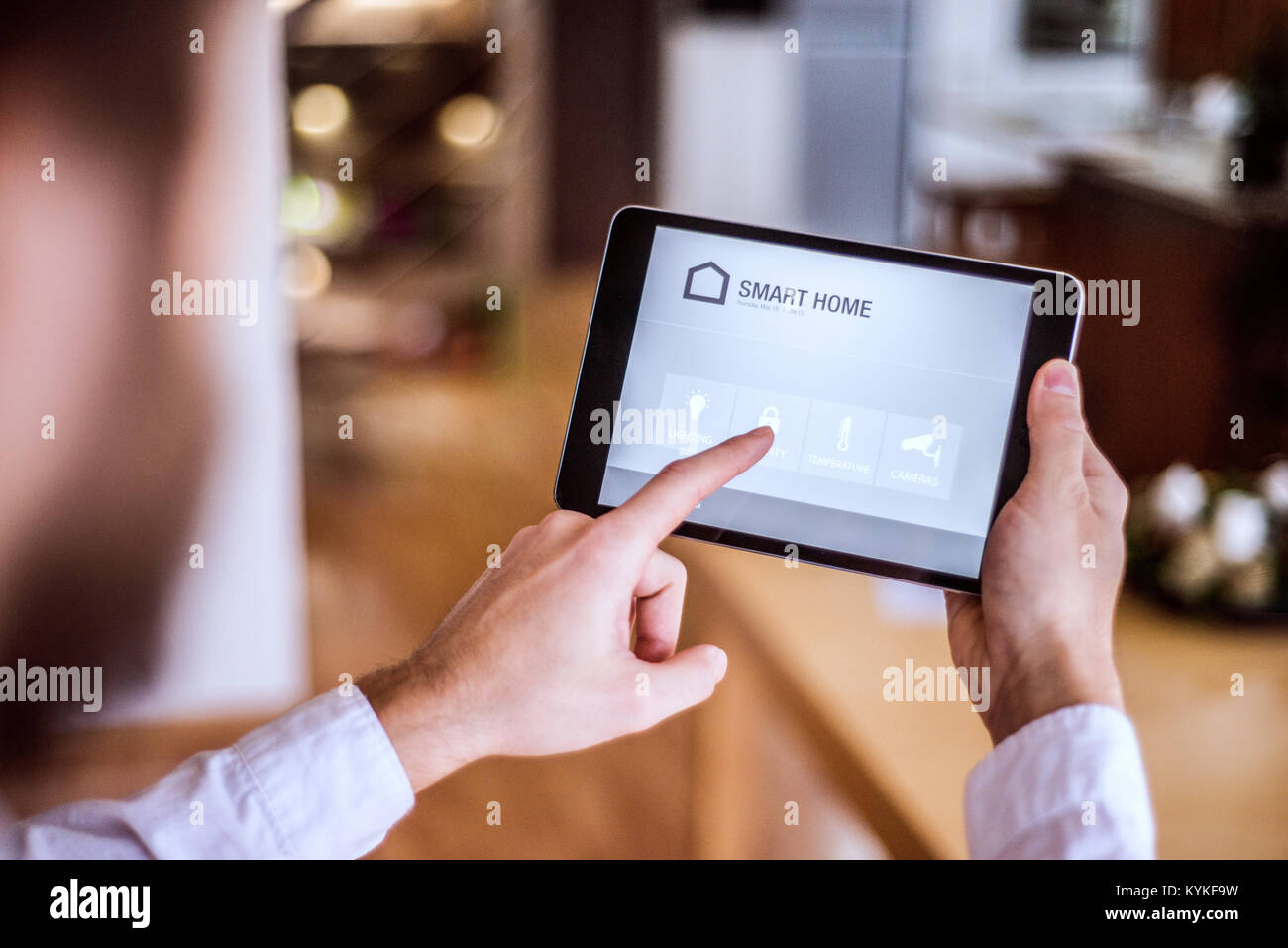 A tablet with smart home screen Stock Photo - Alamy