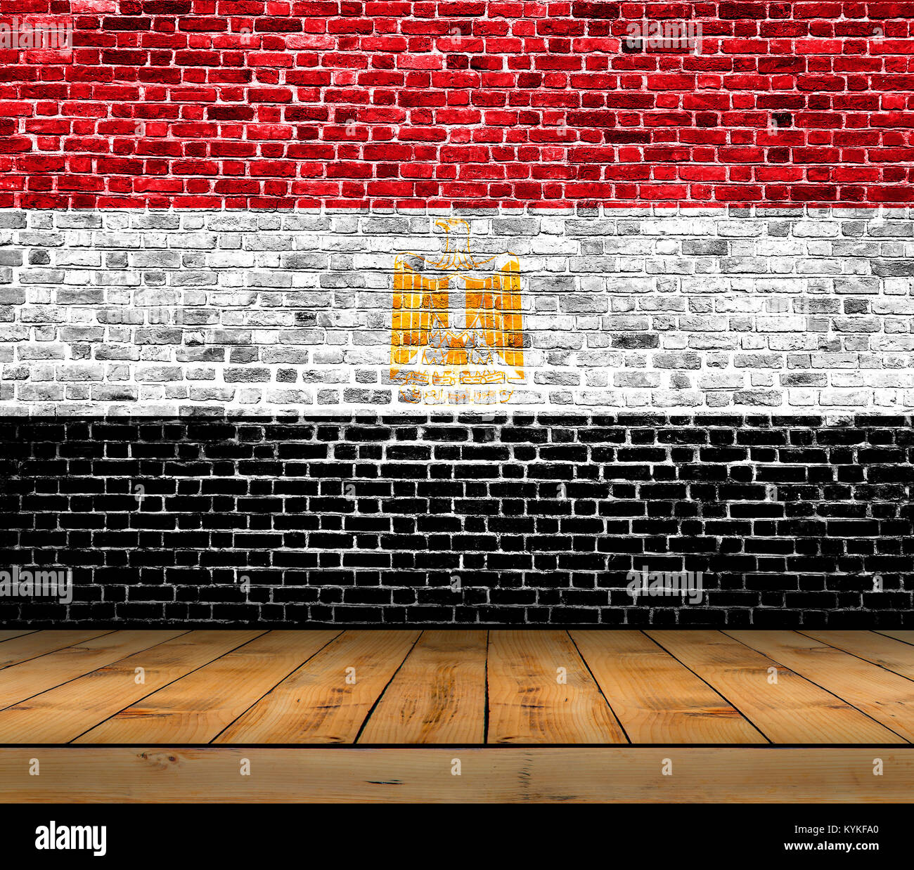 Egypt flag painted on brick wall with wooden floor Stock Photo - Alamy