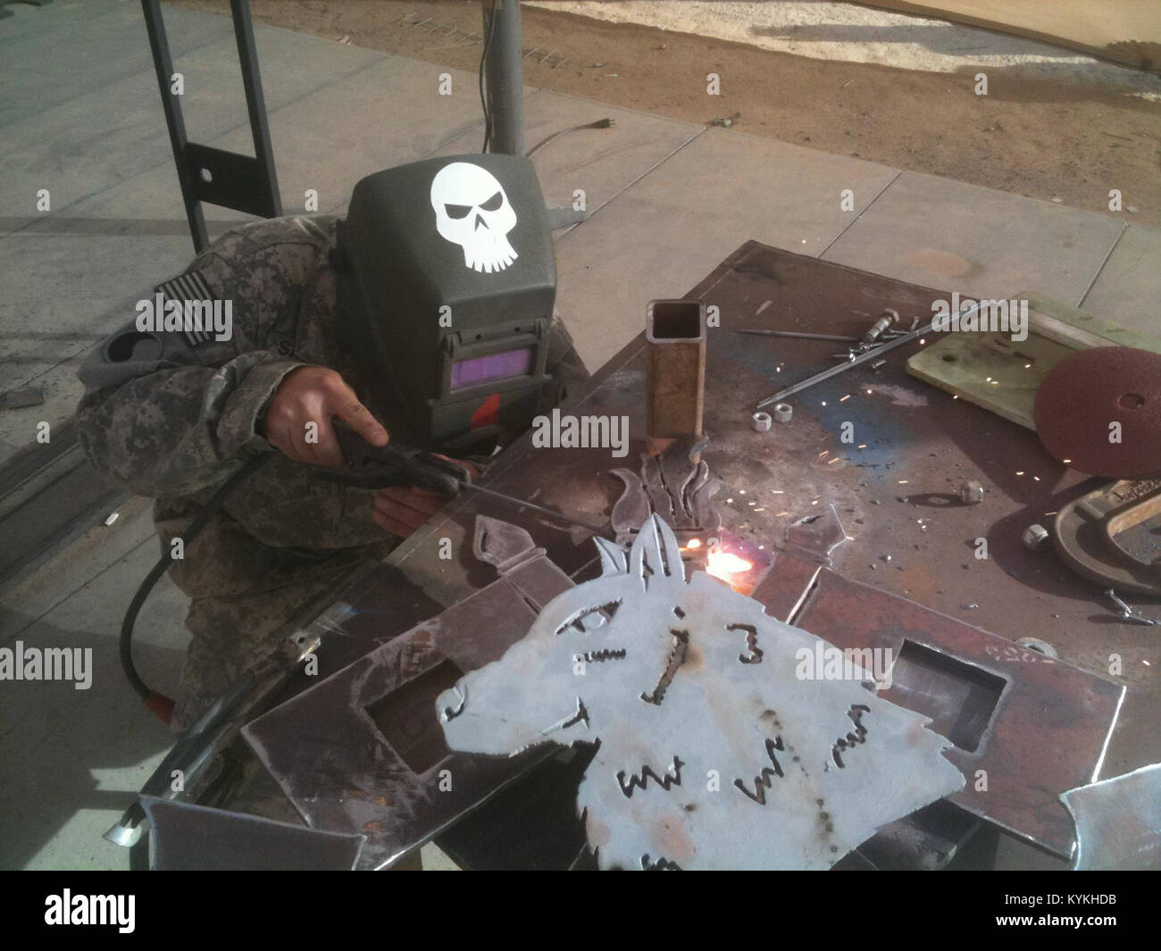 Military welder metal worker Stock Photo - Alamy