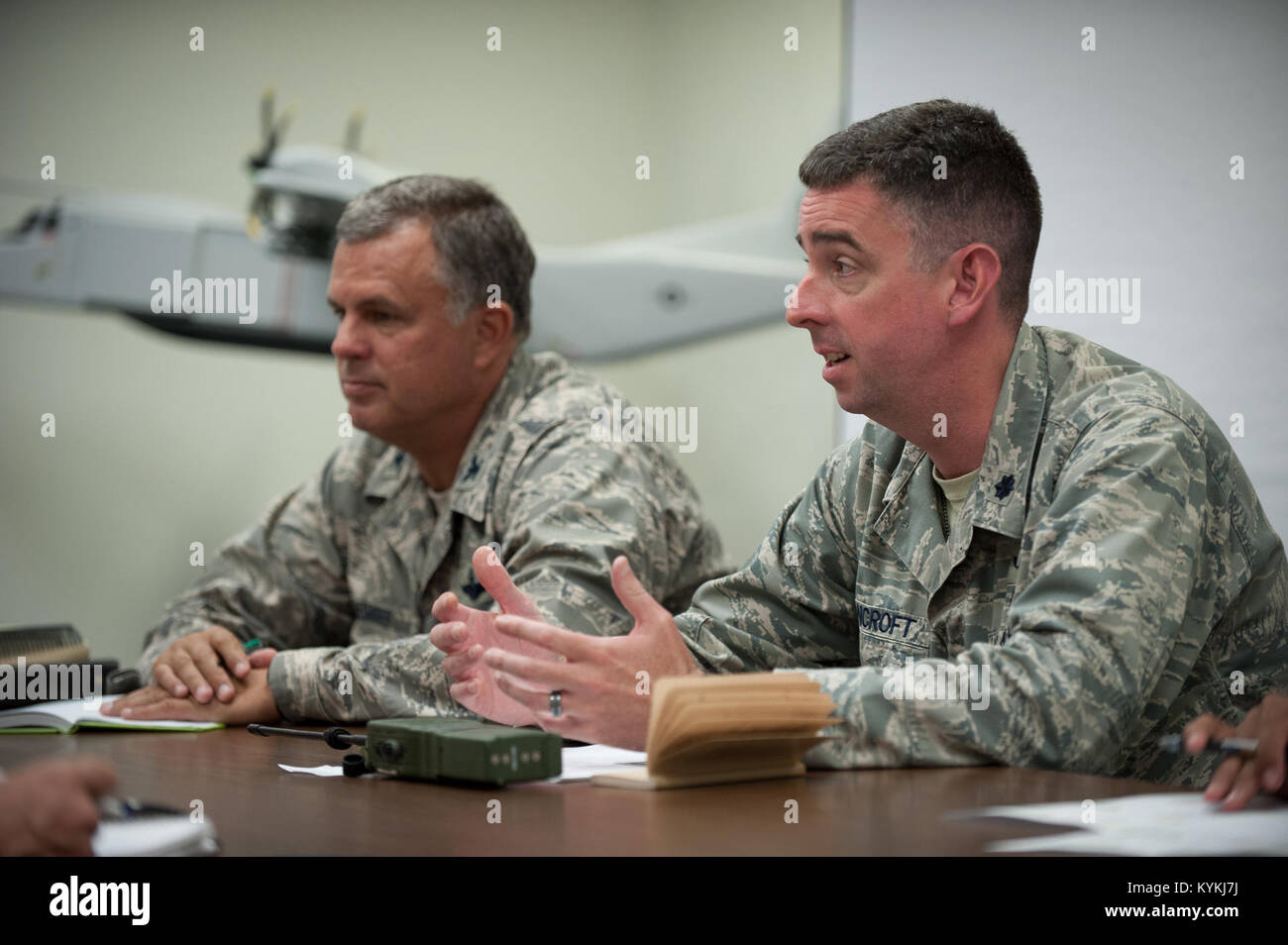 Lt. Col. Bruce Bancroft (right), director of the Joint Operations ...