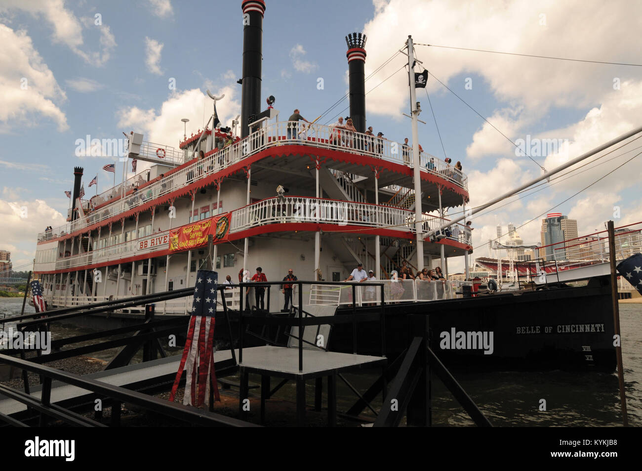 BB Riverboat's Belle of Cincinnati pulls into the Newport dock to board ...