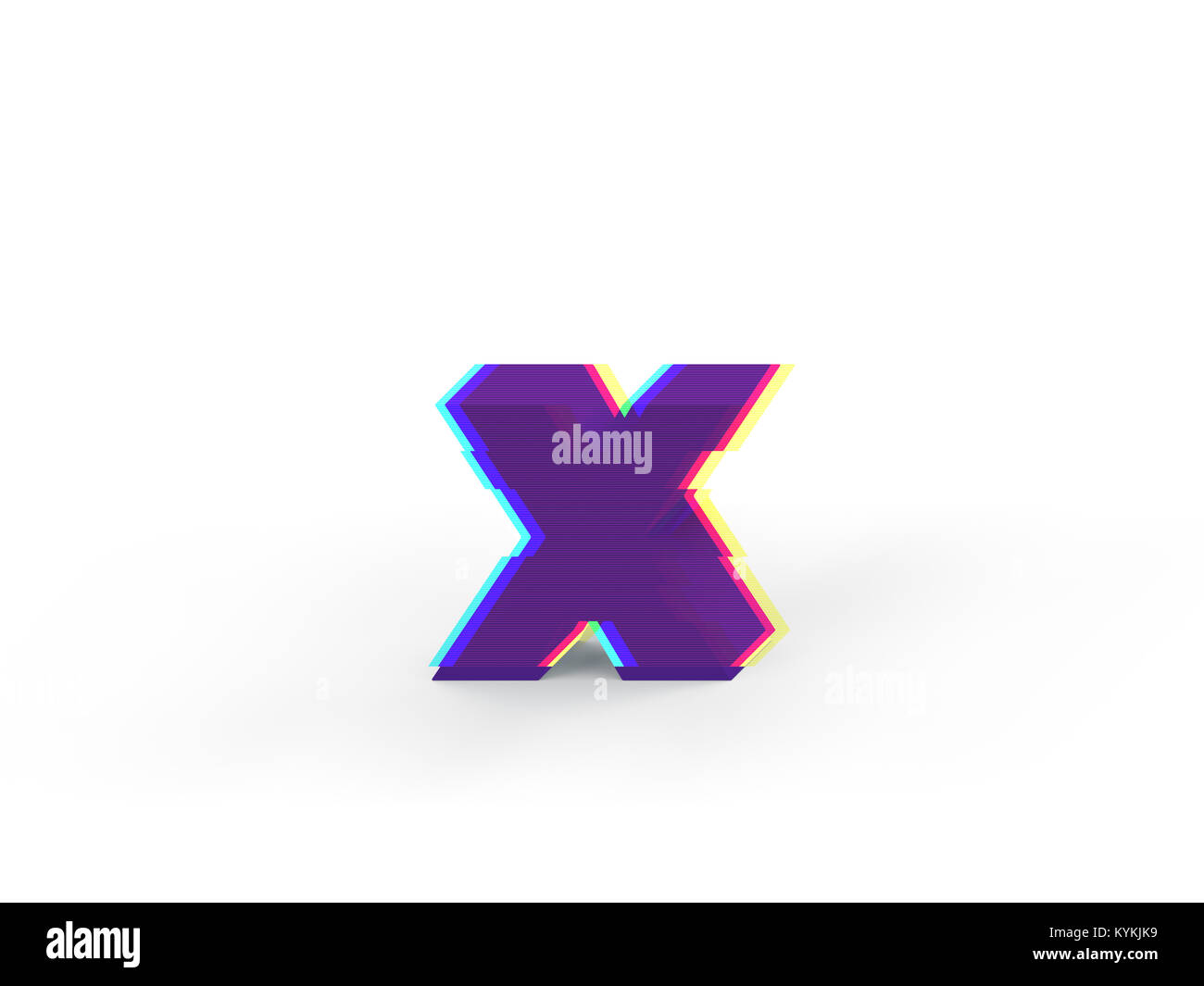 3D realistic glitch lowercase letter x with soft shadow isolated on ...