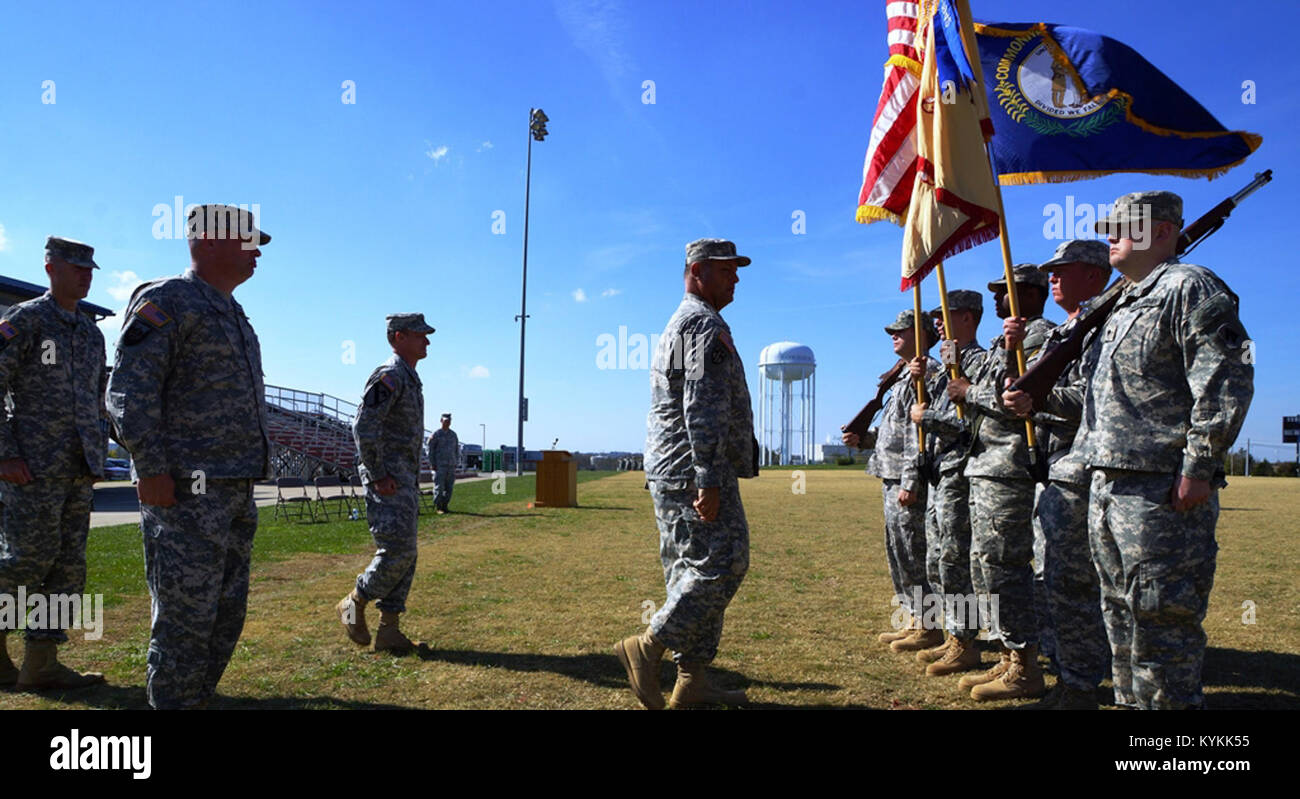 Command Sgt. Maj. William Cox (pictured center) of Campbellsville, Ky ...
