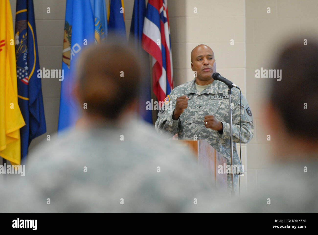 Col. John H. Edwards Jr. speaks during the uncasing ceremony for the ...