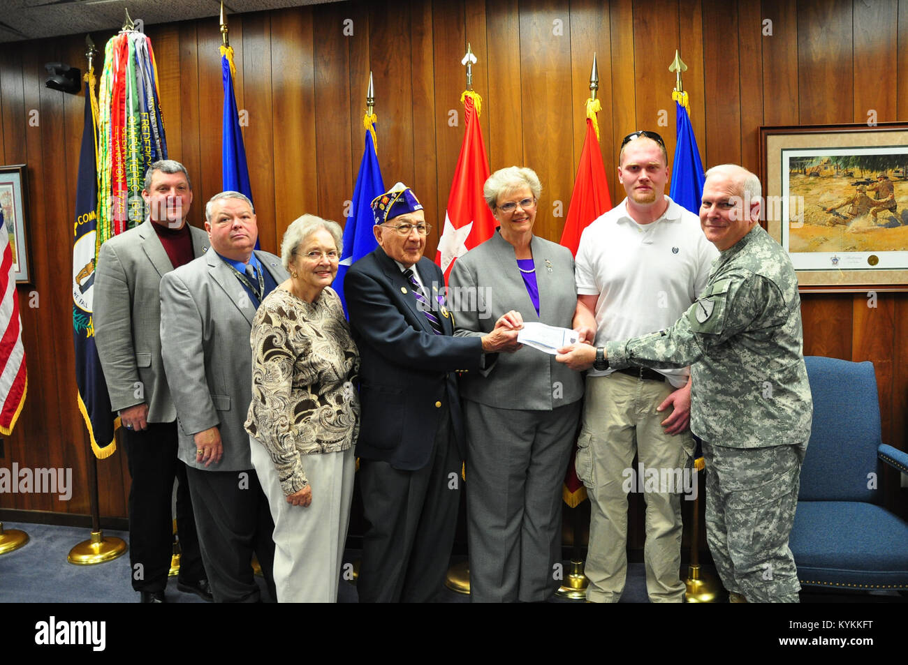 A Kentucky chapter for Purple Heart veterans presented a check Nov. 12 ...