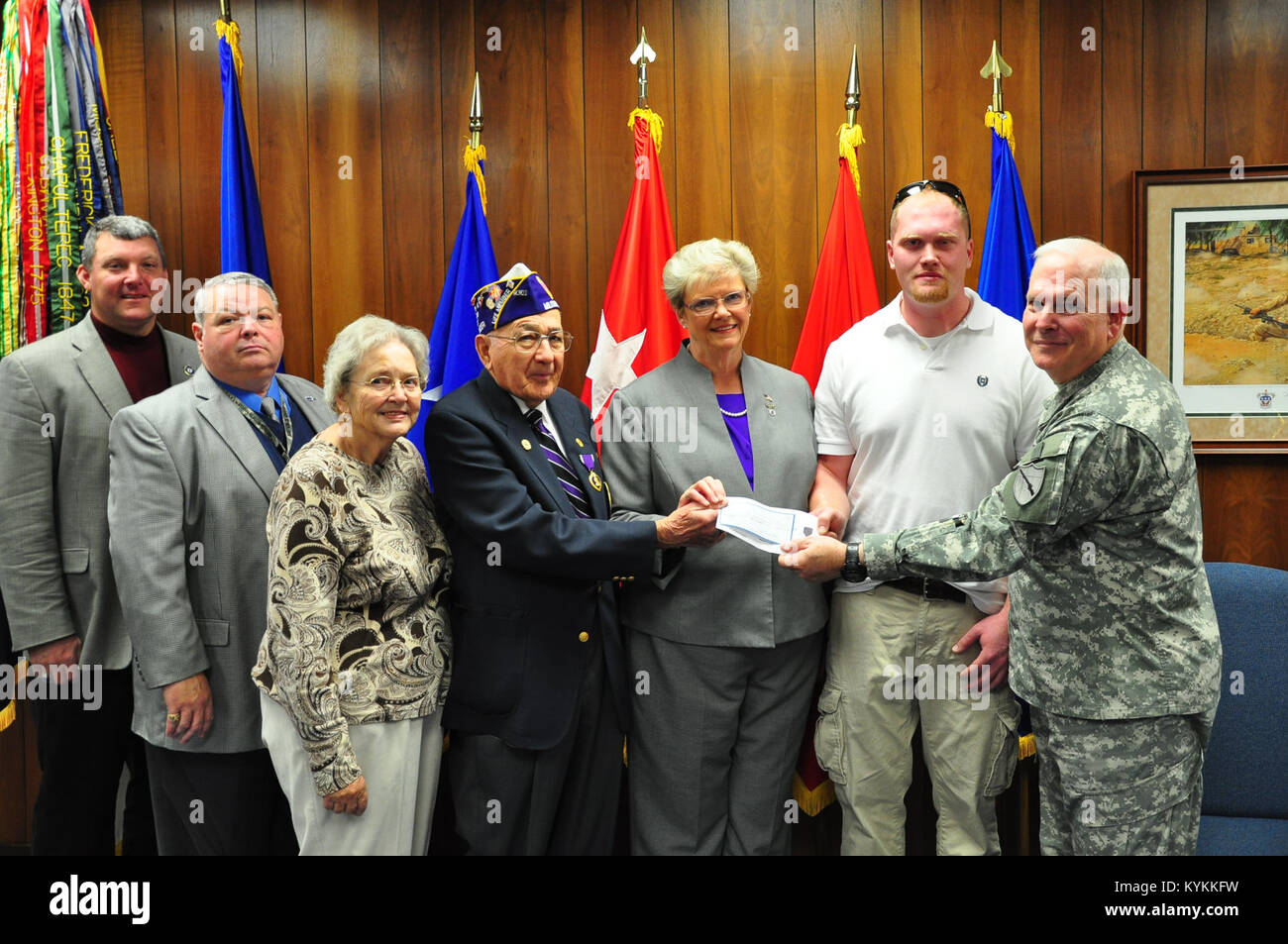 A Kentucky chapter for Purple Heart veterans presented a check Nov. 12 ...