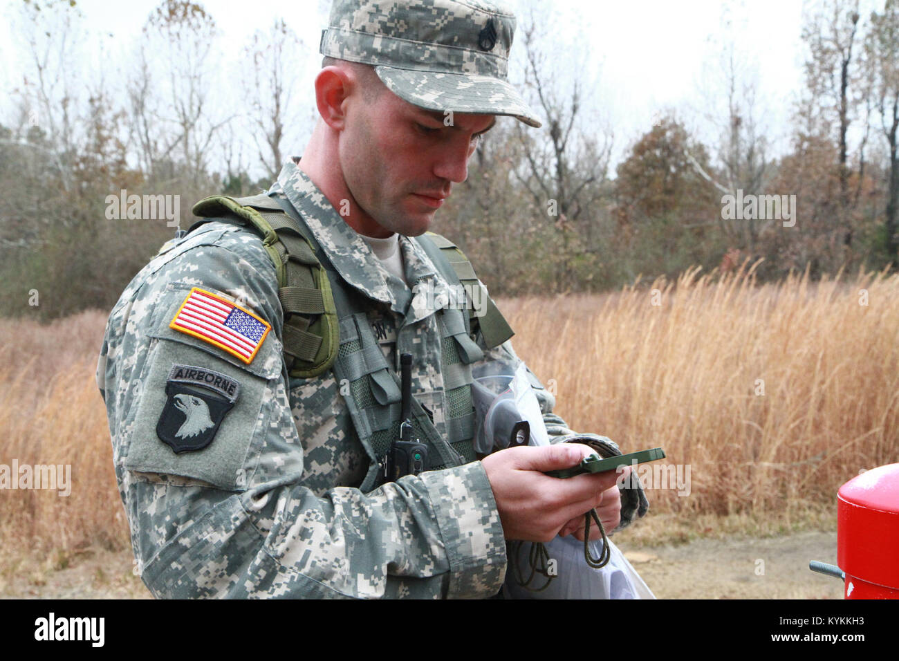 Staff Sgt. Ray Weatherspoon with Joint Forces Headquarters uses a ...
