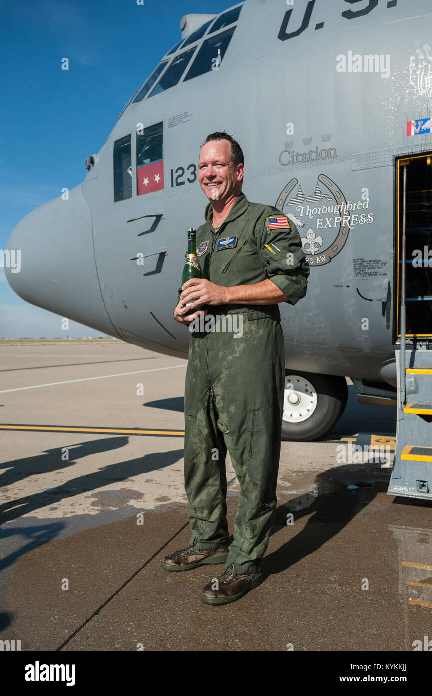 Lt. Col. Scott Wilson, a C-130 pilot in the 123rd Airlift Wing, stands ...