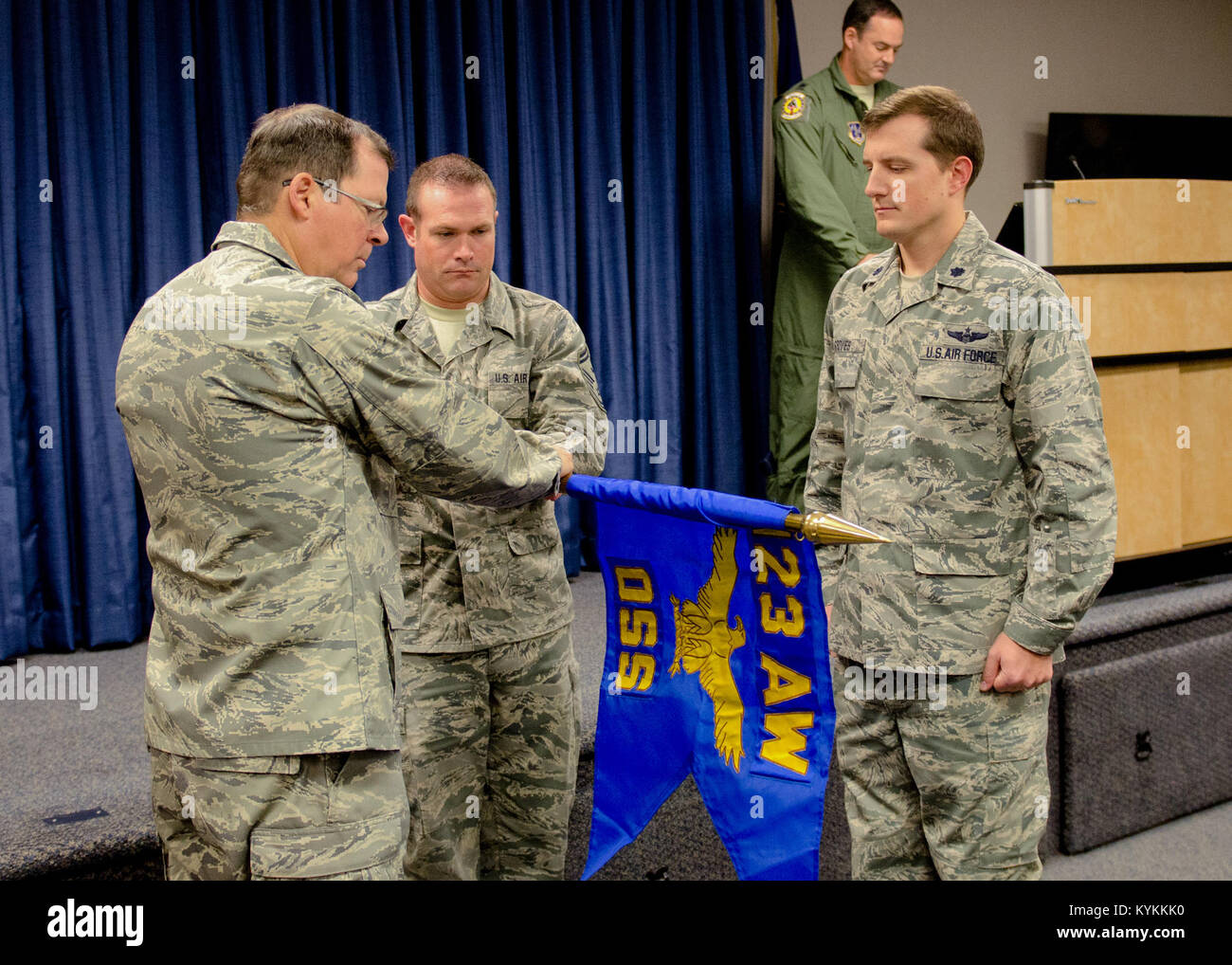 Col. Robert Hamm (left), commander of the 123rd Operations Group, and ...