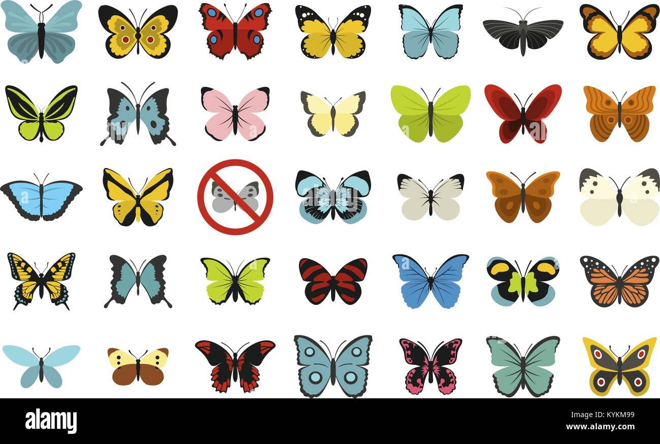 Butterfly icon set, flat style Stock Vector Image & Art - Alamy