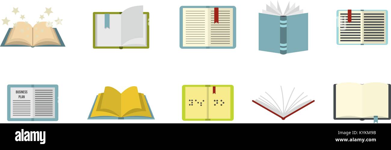 Open book icon set, flat style Stock Vector Image & Art - Alamy