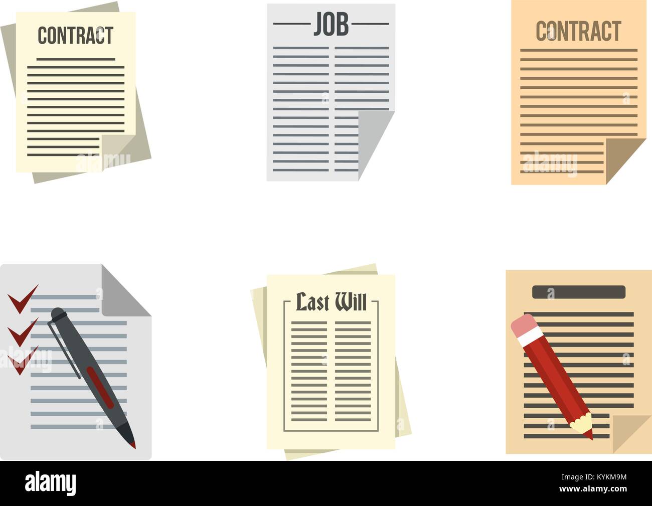 Contract paper icon set, flat style Stock Vector Image & Art - Alamy