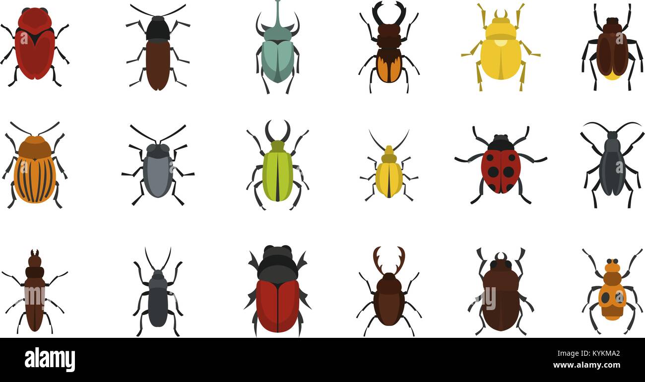 Bugs icon set, flat style Stock Vector Image & Art - Alamy