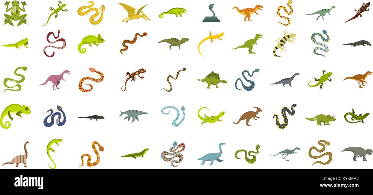 Reptile icon set, flat style Stock Vector Image & Art - Alamy