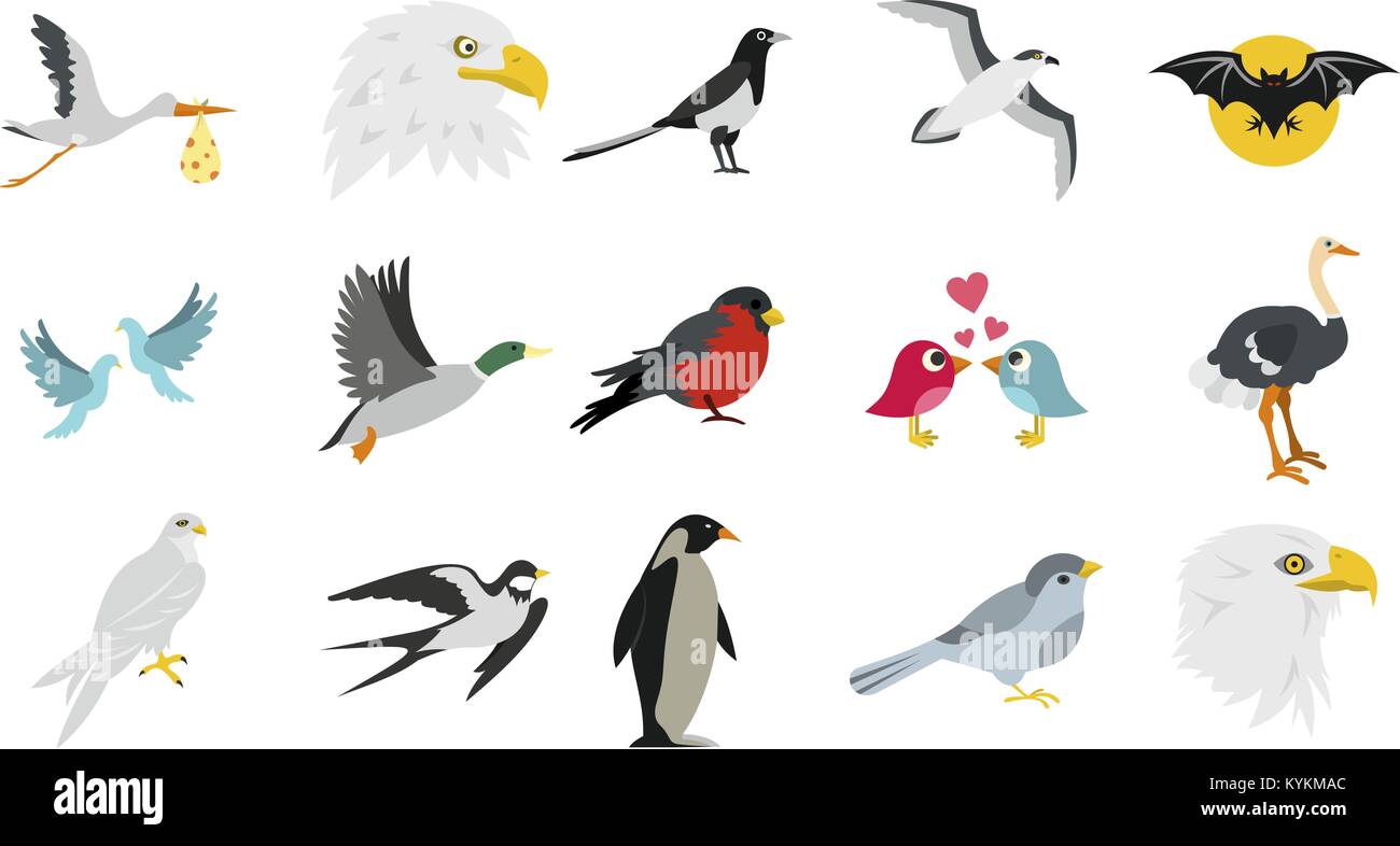 Birds icon set, flat style Stock Vector Image & Art - Alamy