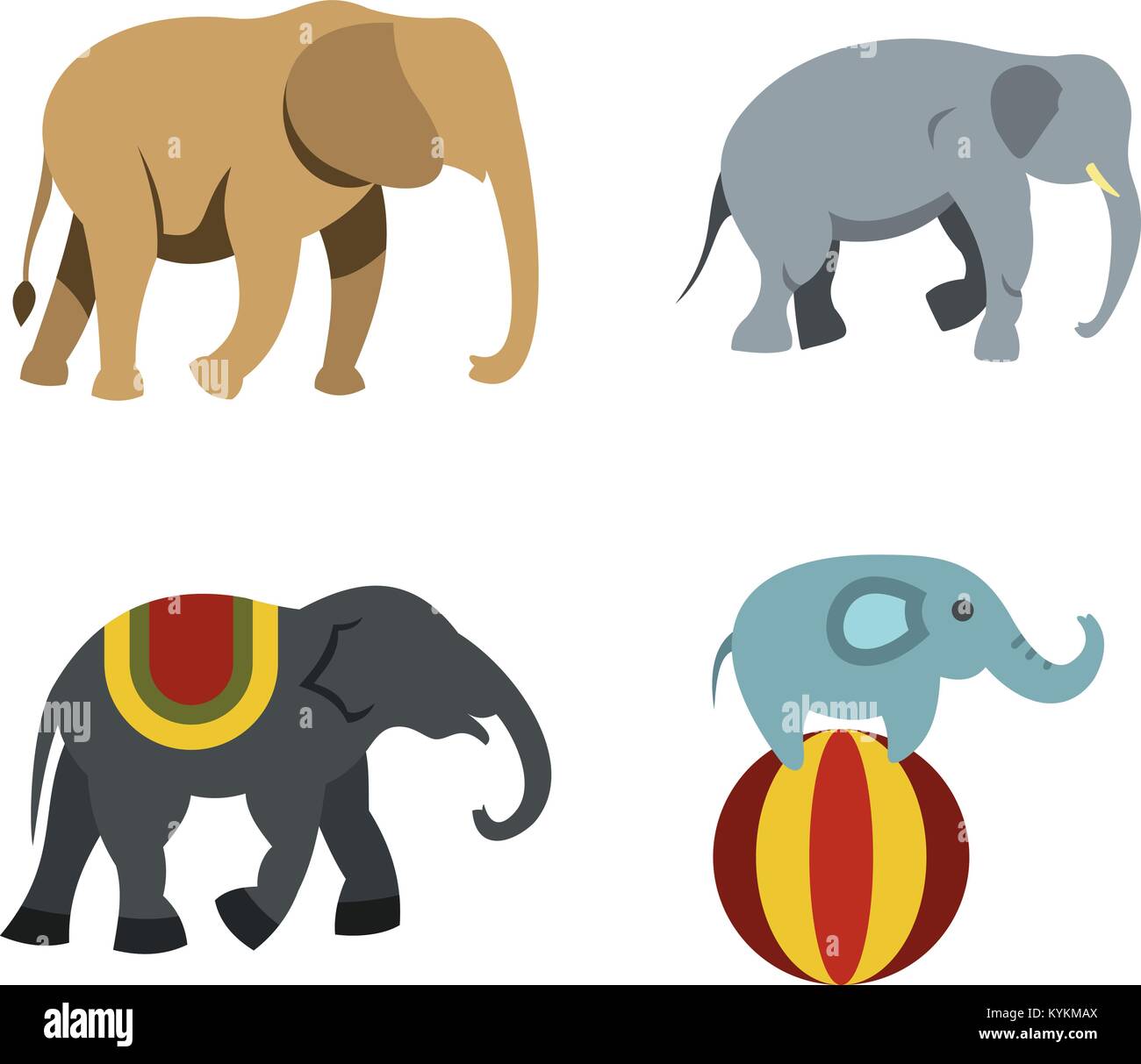 Elephant icon set, flat style Stock Vector Image & Art - Alamy