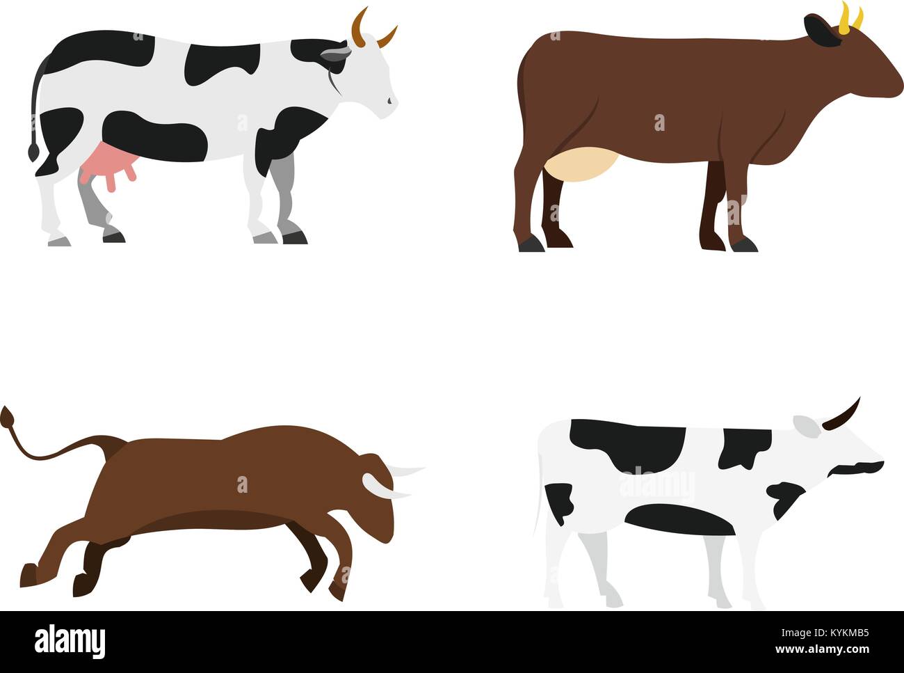 Cow icon set, flat style Stock Vector Image & Art - Alamy