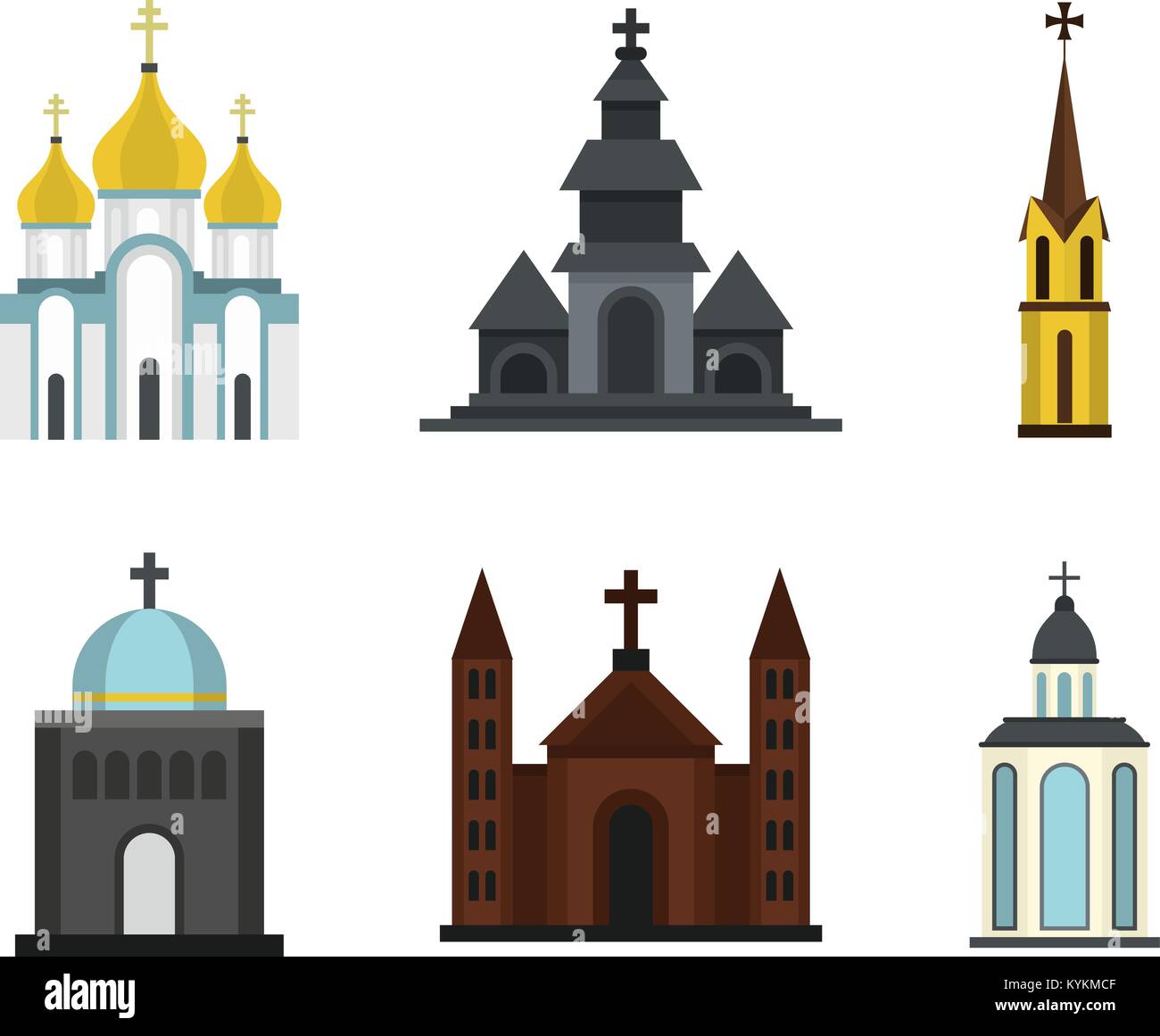 Church icon set, flat style Stock Vector Image & Art - Alamy