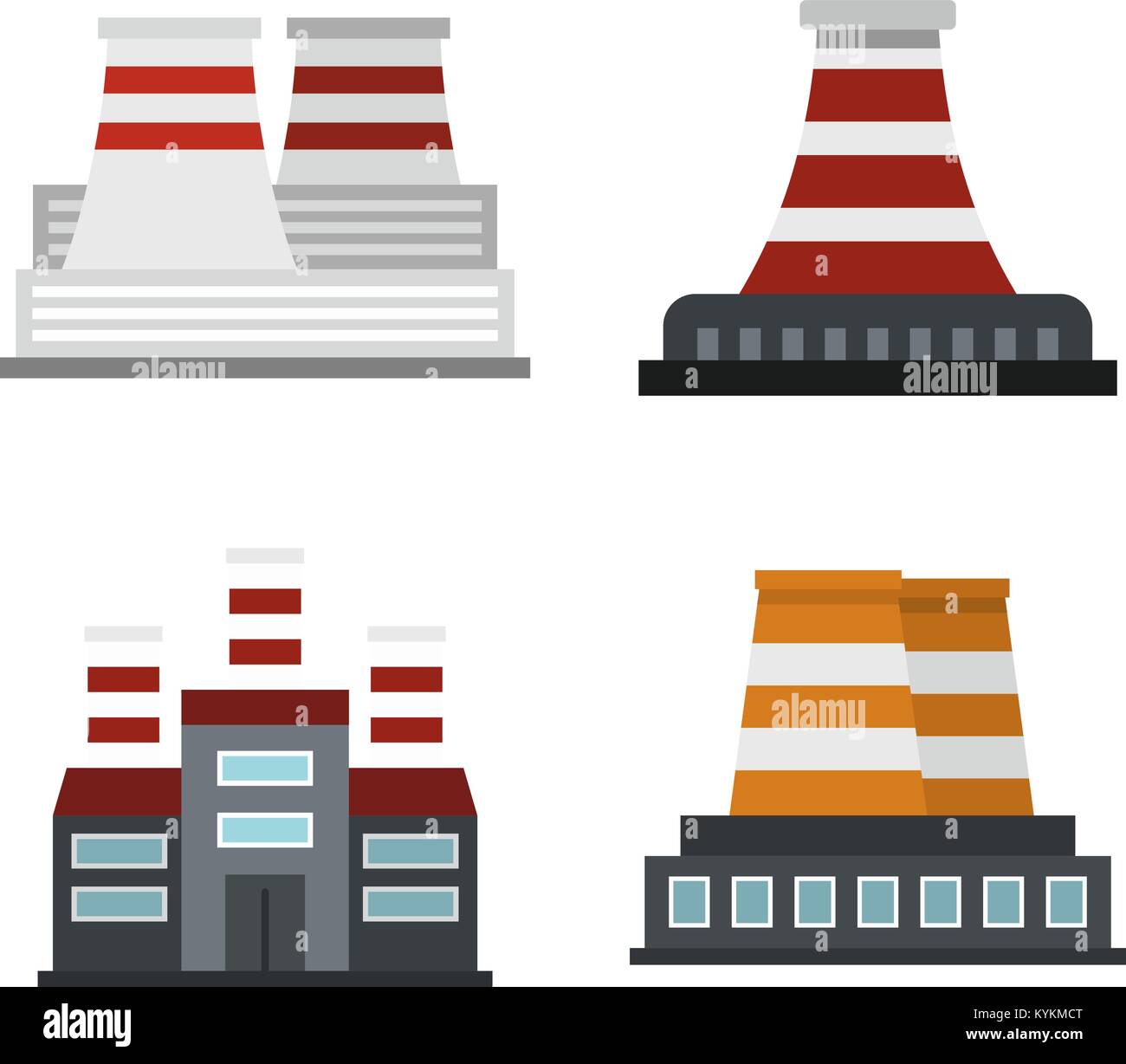 Power plant icon set, flat style Stock Vector Image & Art - Alamy