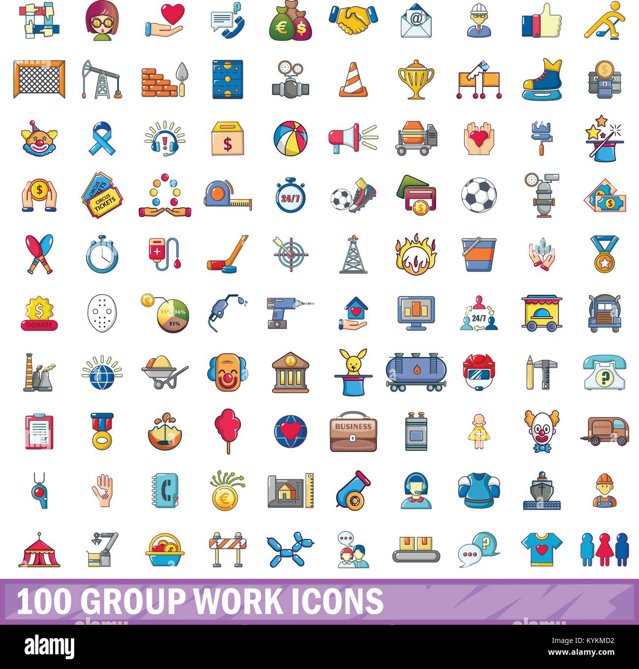 100 group work icons set, cartoon style Stock Vector Image & Art - Alamy
