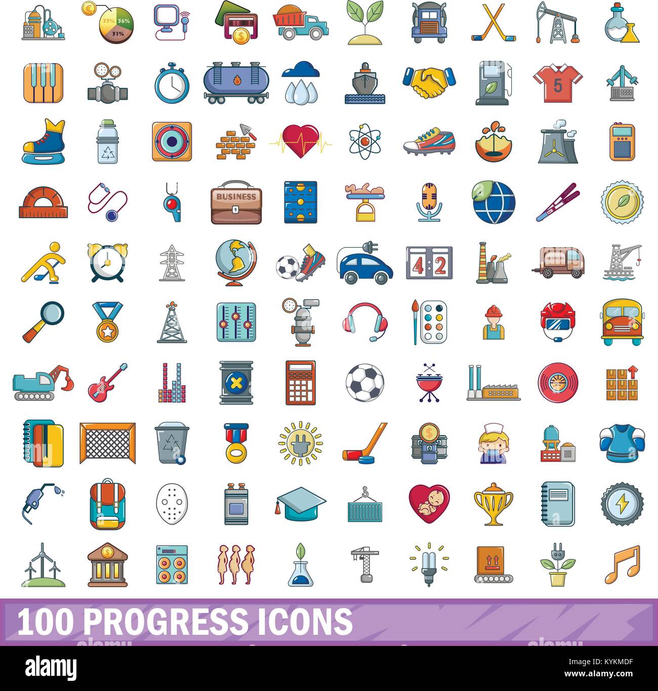 100 progress icons set, cartoon style Stock Vector Image & Art - Alamy