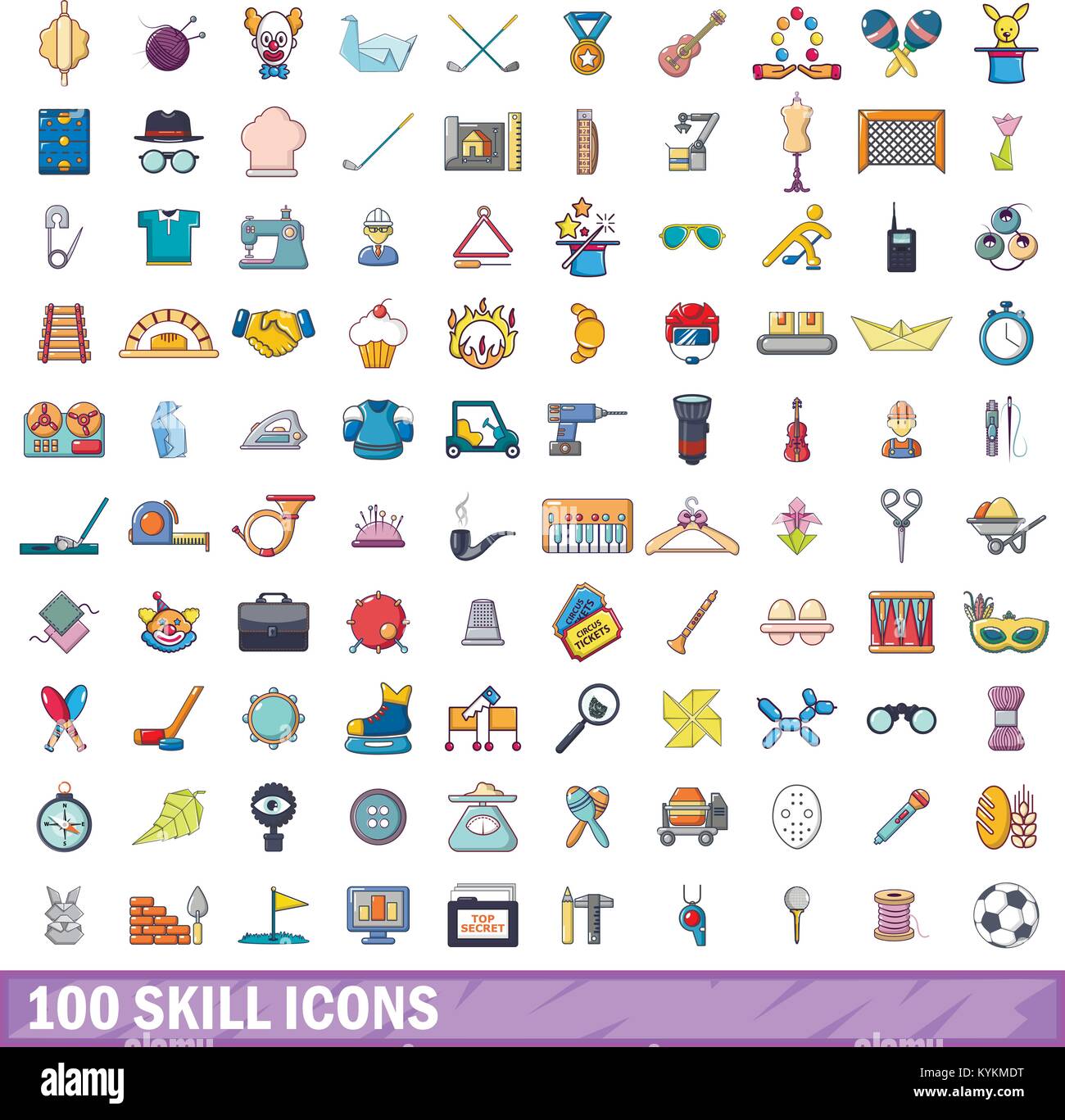 100 skill icons set, cartoon style Stock Vector Image & Art - Alamy